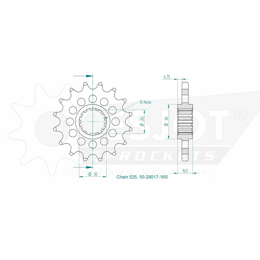 Sprocket Front 525-16T SP for HONDA CRF 1100 D Africa Twin ABS 2020 ...