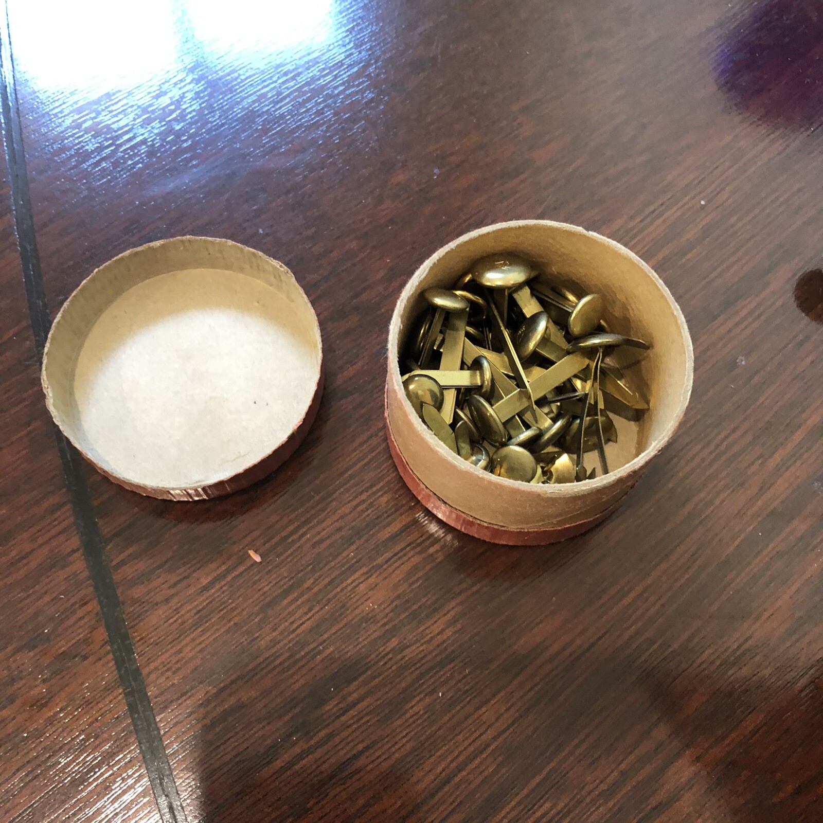 Vintage Oakleaf Brass Paper Fasteners Cardboard Barrel | eBay