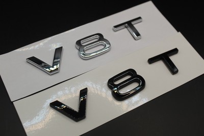 Gloss Black/Chrome Silver V8T Fits Audi Badge Letters Emblem Side ...