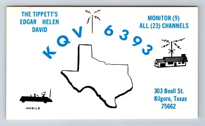 Vintage Ham Radio Amateur QSL QSO Postcard KQV 6393 Kilgore, Texas | eBay