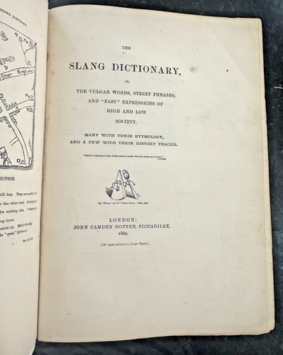 James Camden Hotten, The Slang Dictionary, Vulgar Words,Large Paper ...