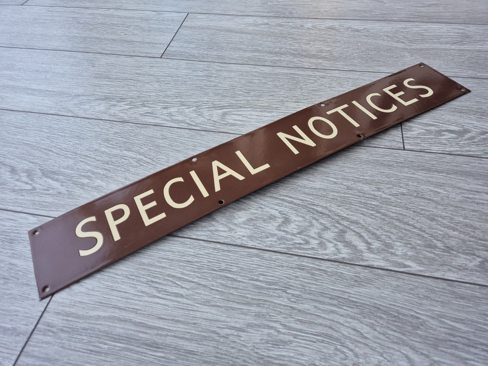 British Rail Western Region Poster Header 'Special Notices' Enamel Sign ...