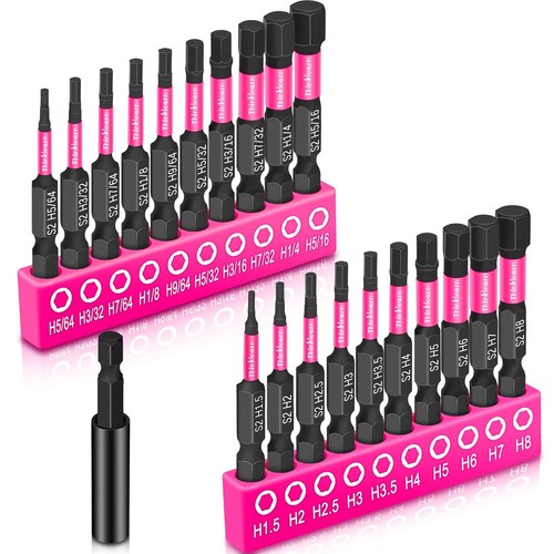 20PCS Hex Head Allen Wrench Drill Bit Set (Metric&SAE), 1/4” Hex-Shank ...
