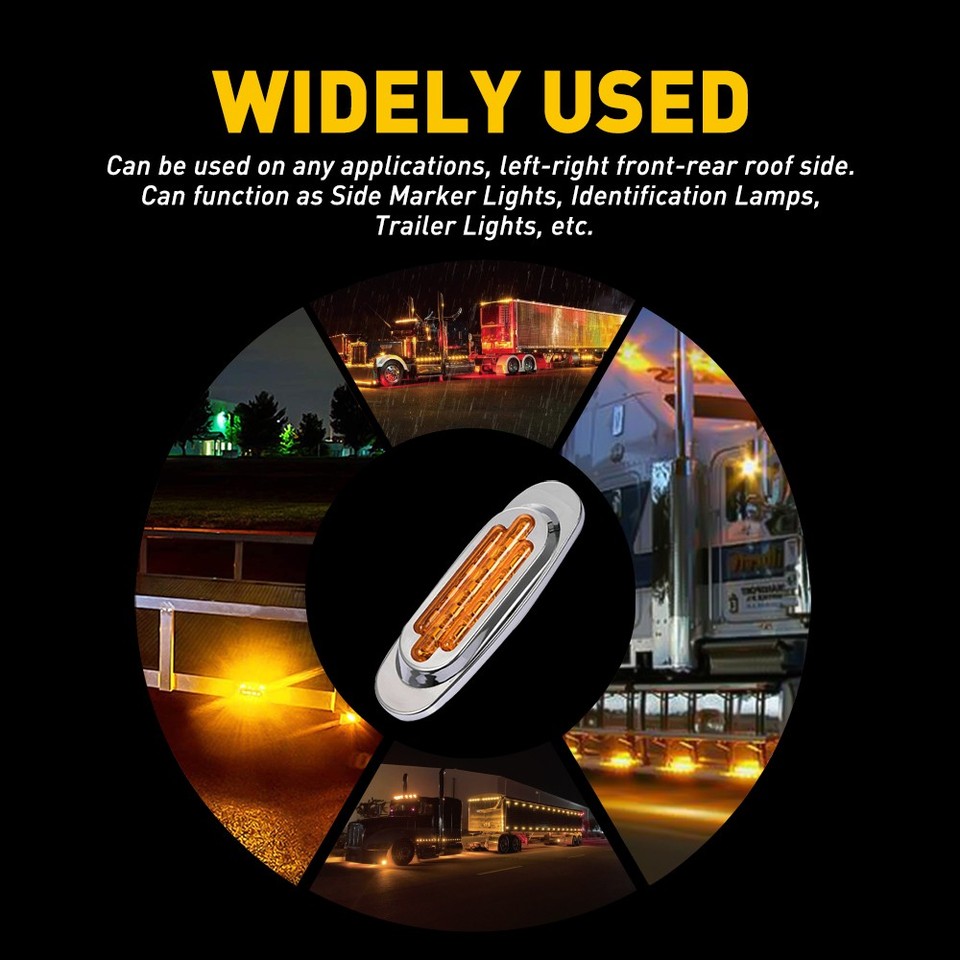 Yellow Marker Side Light for RV Truck Trailer Boat 16LED Clearance ...