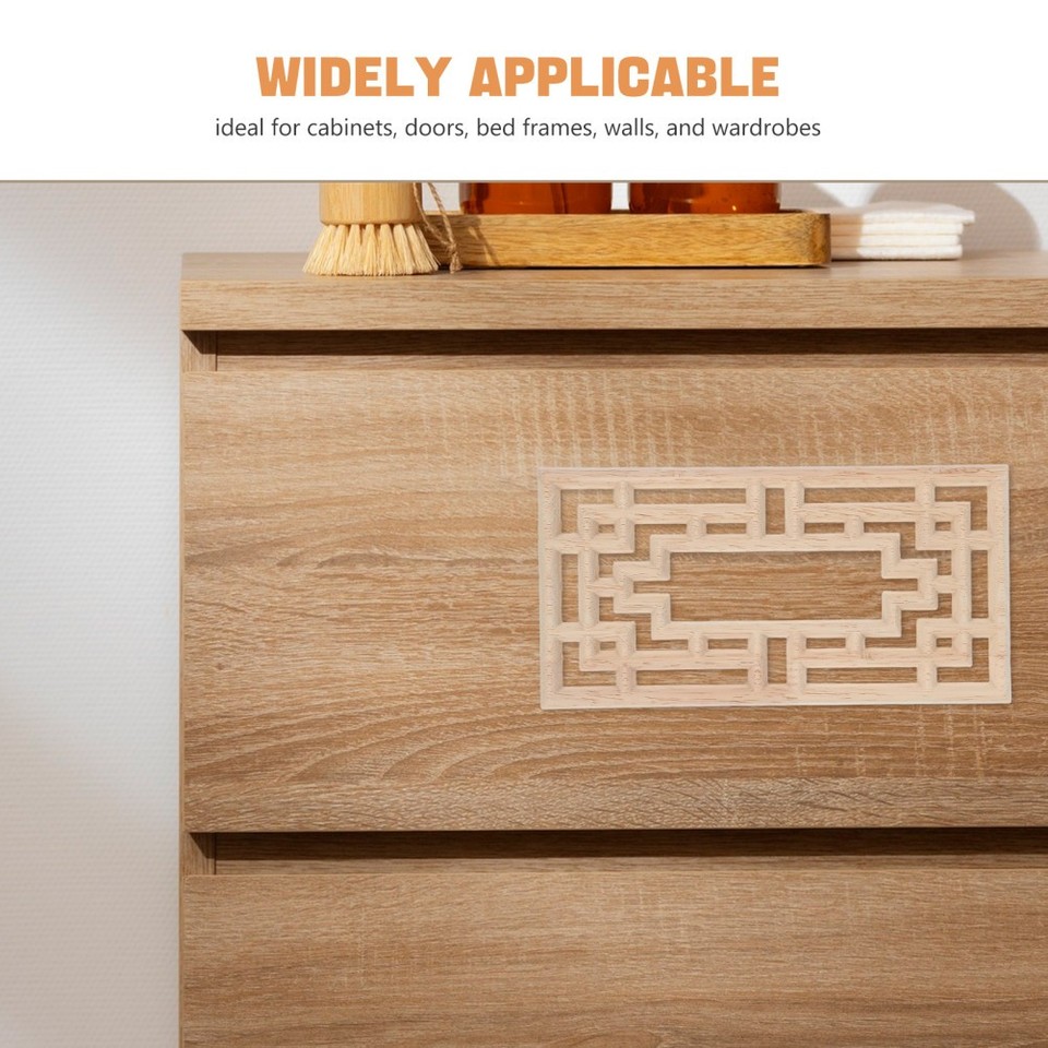 2 Pcs Wood Onlay Wooden Carvings Corner Decorative Furniture Appliques ...