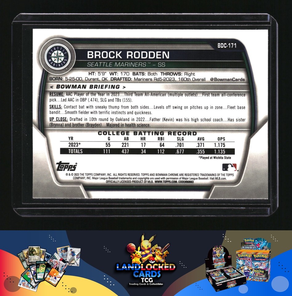 2023 Bowman Draft 1st Brock Rodden | eBay