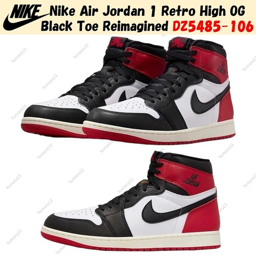 Nike Air Jordan 1 Retro High OG Black Toe Reimagined DZ5485-106 Men's ...