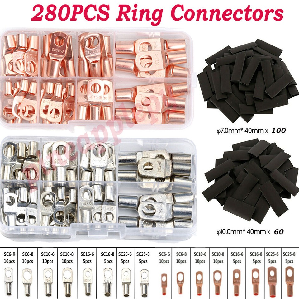 240Pcs Battery Cable Lug Wire Electrical Eyelets Ring Terminal ...