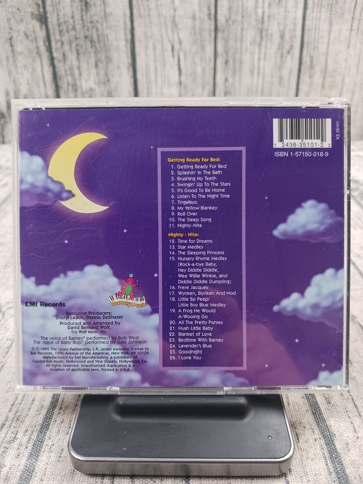 Barney: Sleepytime Songs (CD, 1995) Children's Songs, Rdy For Bed ...