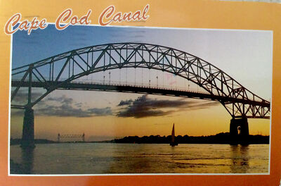 Postcard Sunset View ~ Cape Cod Canal ~ Bourne Bridge And BB Railroad ...
