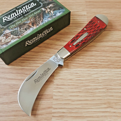 Remington 2023 Hawkbill Bullet Folding Knife 440 Steel Blade Red Jigged ...