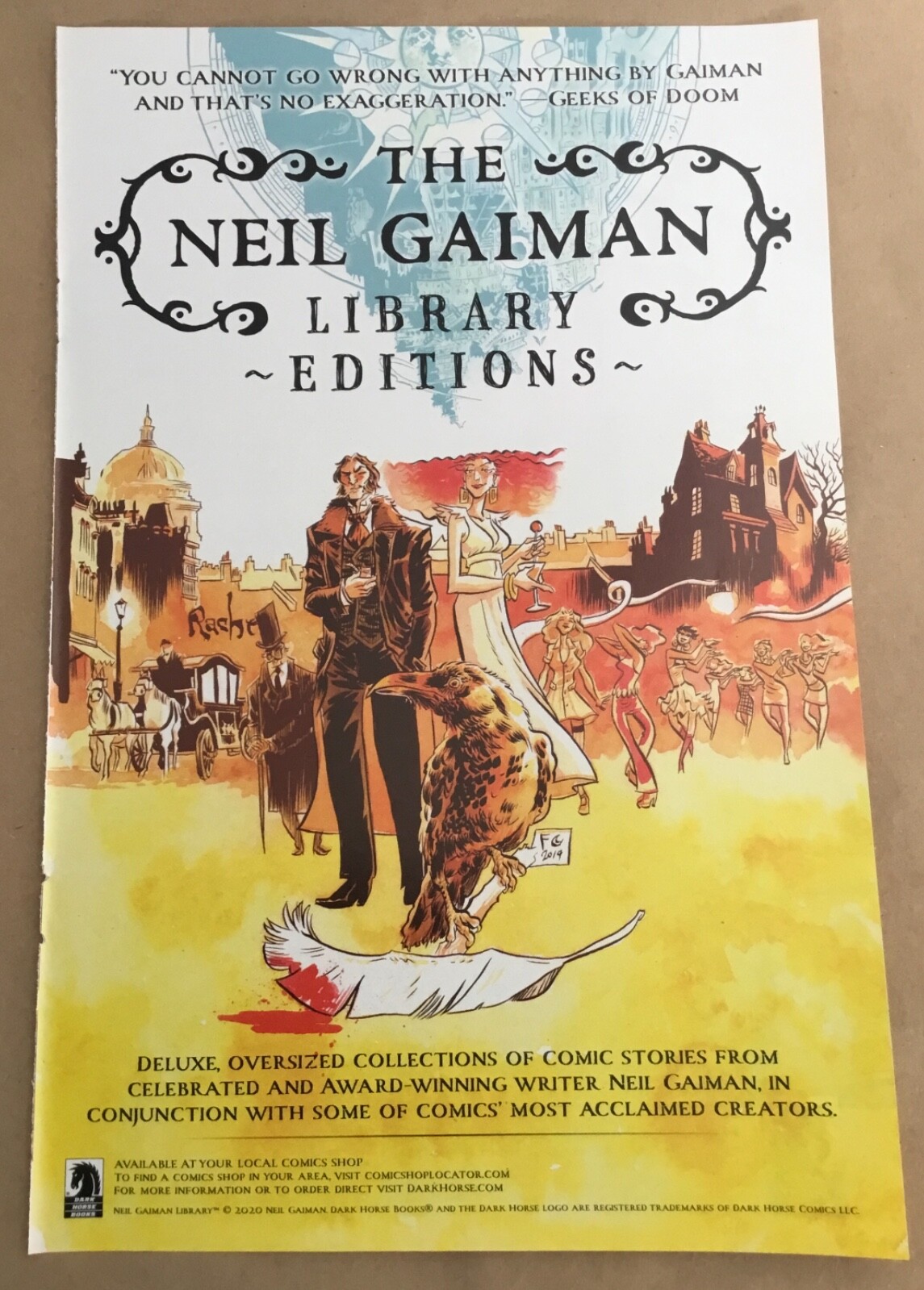 Neil Gaiman 2020 print ad promo art for comic book Library Editions ...