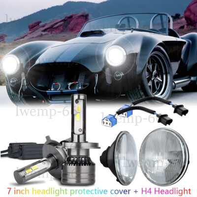 For AC Shelby Cobra 1962-1973 Pair 7 inch Round h4 LED Headlight High ...