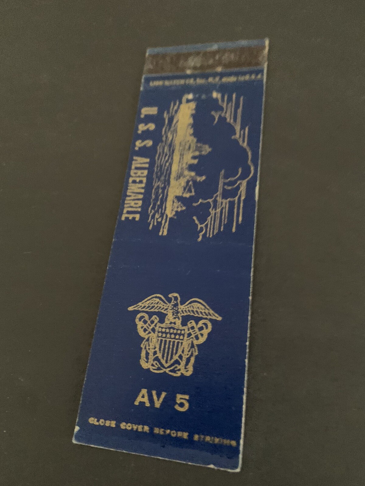 Vintage US Navy Matchbook: “USS Albemarle AV-5” | eBay