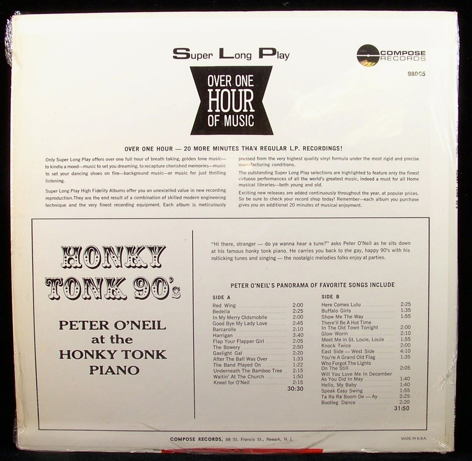 Peter O'Neil - Honky Tonk 90's - Compose Records S-98005 - Honky Tonk ...