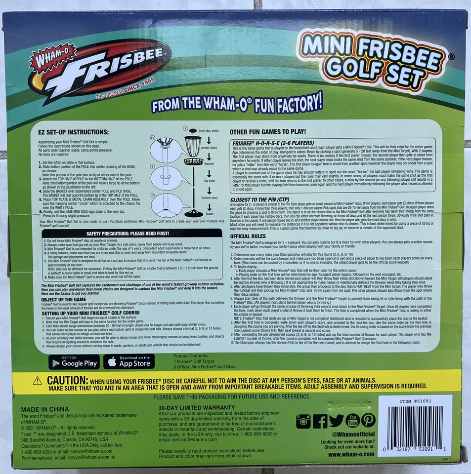 New Wham-O Mini Frisbee Disc Golf Indoor And Outdoor Toy Set Free ...