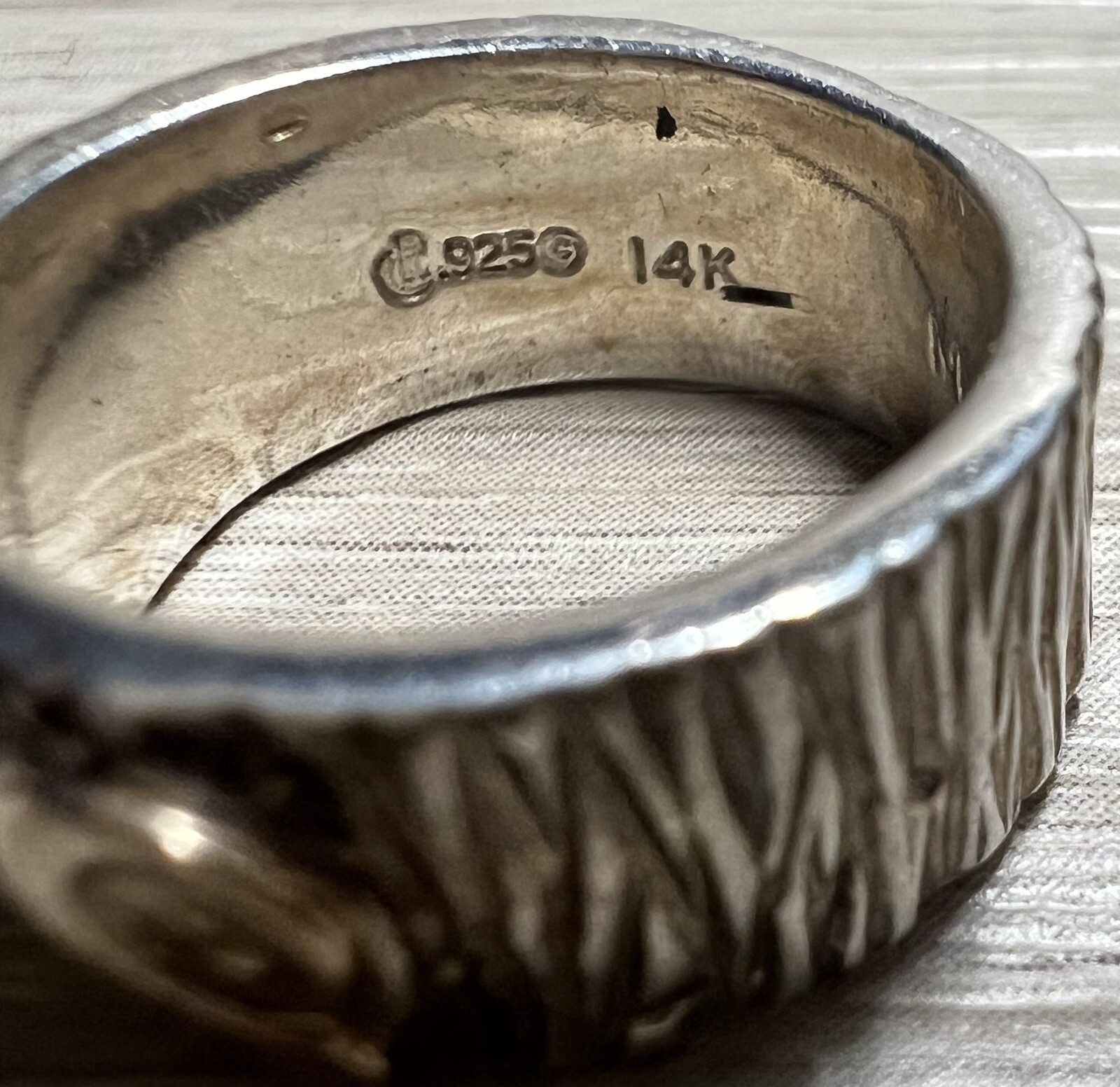 Vintage Designer Signed MLP Sterling Silver & 14K Yellow Gold Band Ring ...