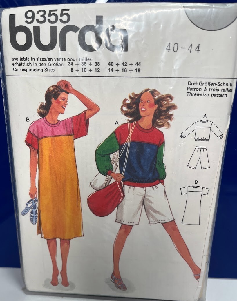 Burda Pattern 9355 Shirt, Dress, Shorts, sz 14-18 | eBay