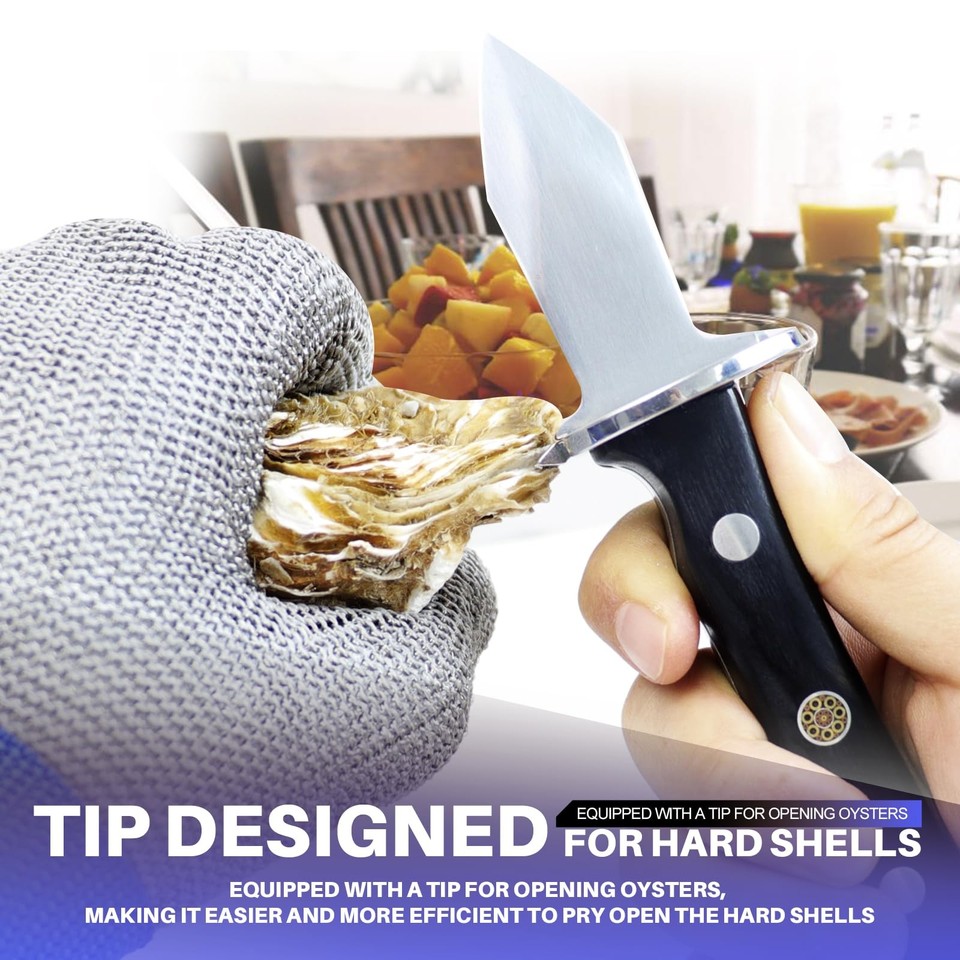 Oyster Shucking Knife+A9 Cut-Resistant Glove with Portable Case ...