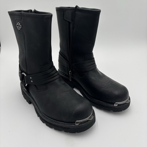Harley Davidson Womens SHANNON Motorcycle Riding Black Leather Boots US ...