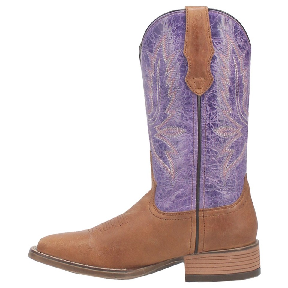 Laredo Mara Embroidery Square Toe Cowboy Womens Brown, Purple Casual ...