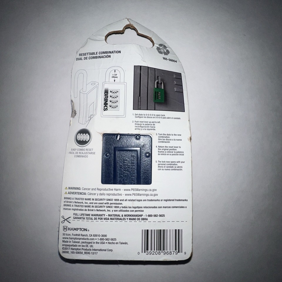 Brinks 4-Dial Combination Padlock Resettable Number 165-50054 | eBay
