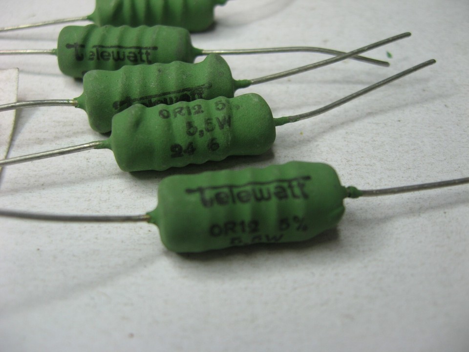 .12 Ohm 0R12 R12 5% 5.5W Wire-Wound Resistor Telewatt 0.12 - NOS Qty 5 ...