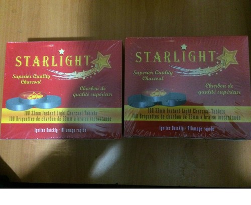 200 Pcs STARLIGHT Hookah Charcoal Quick Lite Shisha coal Incense 20 ...
