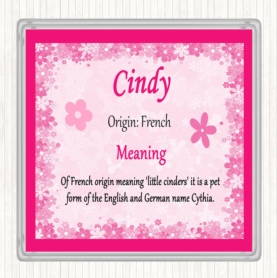 Cindy Name Meaning Drinks Mat Coaster Pink | eBay UK