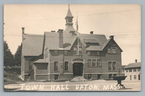 Town Hall UPTON Massachusetts RPPC Antique Real Photo MA Postcard 1910s ...