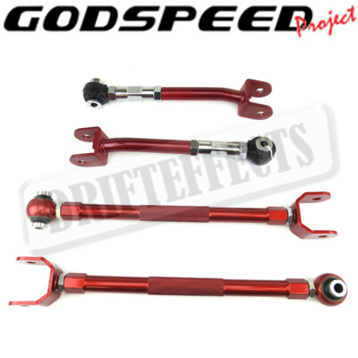 For 2003-09 Nissan 350Z Red Adjustable Rear Camber + Spring Bucket Toe ...