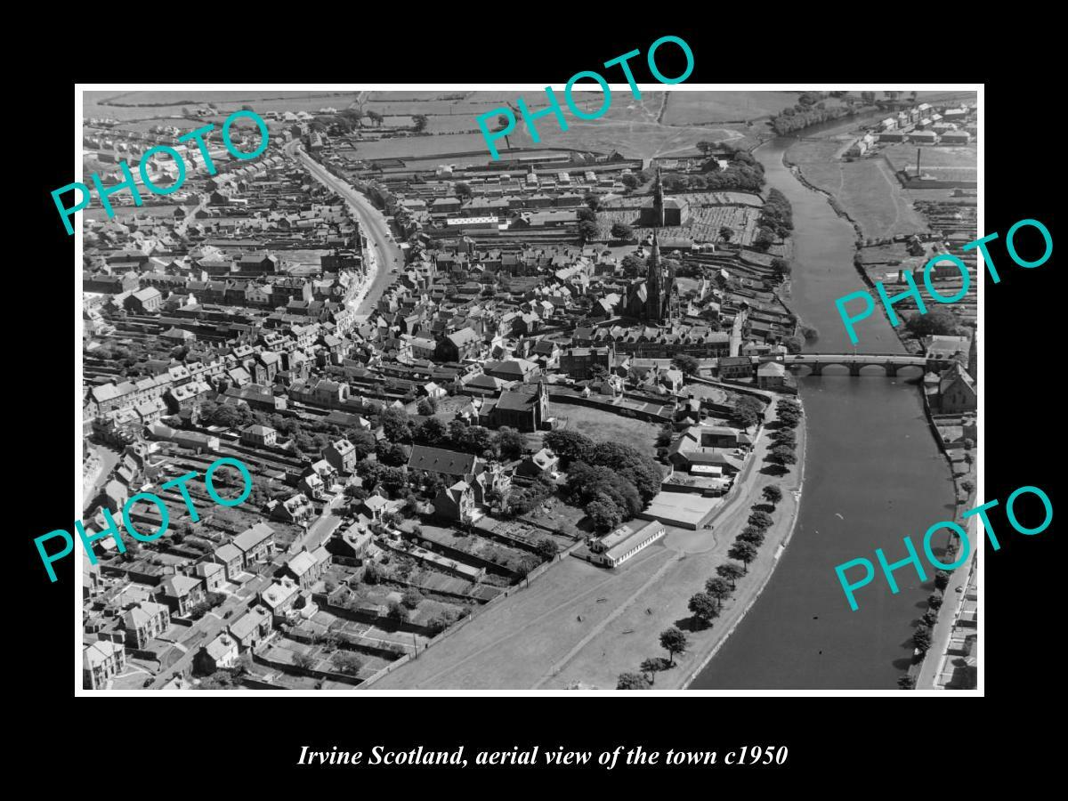 OLD 8x6 HISTORIC PHOTO OF IRVINE SCOTLAND AERIAL VIEW OF THE TOWN c1950 ...