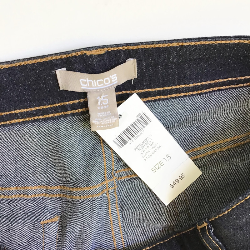 Chicos Outlet Premium Prestige Crop Jeans Womens 15 Dark Caspian Blue ...