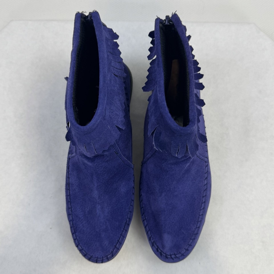 ABCDEFG Womens Size 8.5 W Purple Leather Moccasin Ankle Boots Suede ...