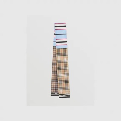 BURBERRY Vintage Checked Silk Ribbon Scarf (cc-104) | eBay