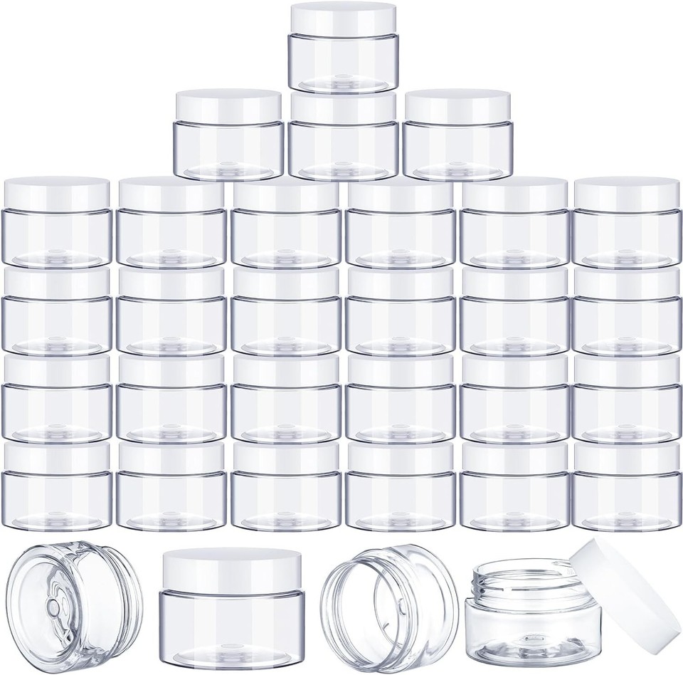 100 Pcs Plastic Jars with Lids Small Clear Containers with Lids Wide ...