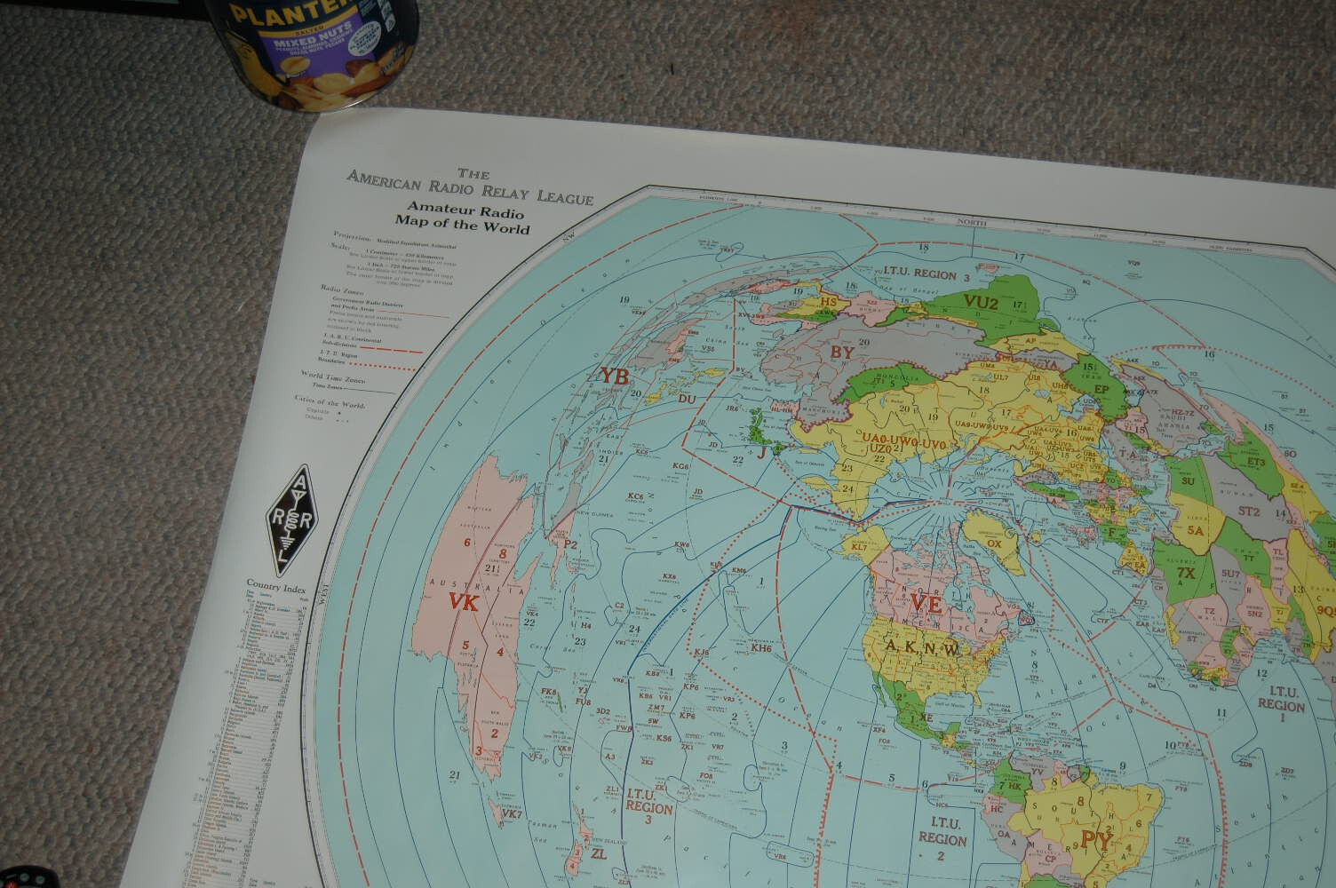 VTG ARRL American Radio Relay League Amature Ham World Map | eBay