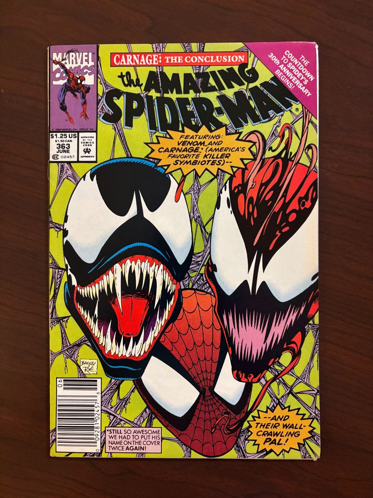 Amazing Spider-Man #363 (Marvel 1992) Venom Carnage Mark Bagley 7.5 VF ...