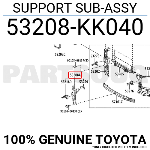 53208KK040 Genuine Toyota SUPPORT SUB-ASSY 53208-KK040 | eBay
