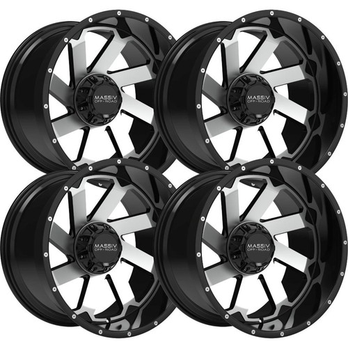 (Set-4) Massiv Off-Road OR4 20x10 6X135/6X139.7 -18mm Black Wheels Rims ...