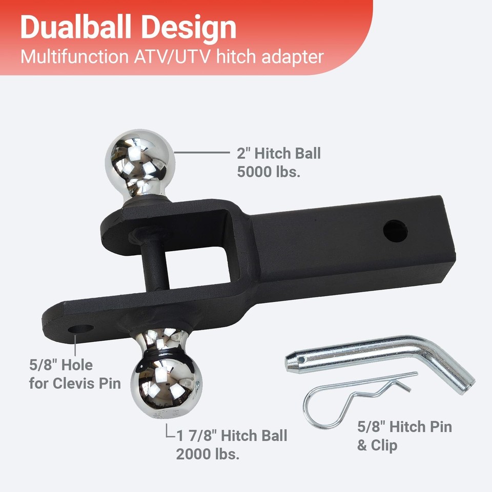 3 in 1 ATV/UTV Trailer Hitch with 2 Inch Receiver Tube Multi Purpose ...