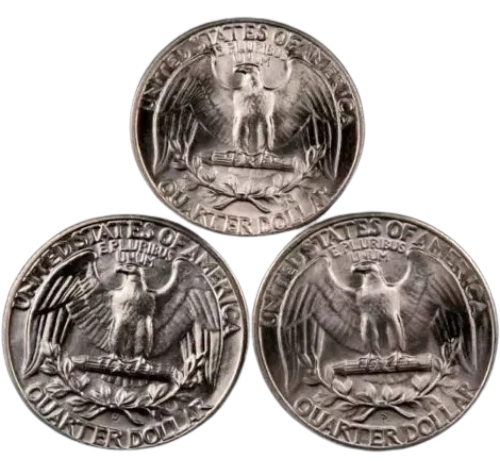 1944+1944-D+1944-S Washington Quarter Lot~ Gem BU ~ 90% Silver ~~ 3 ...