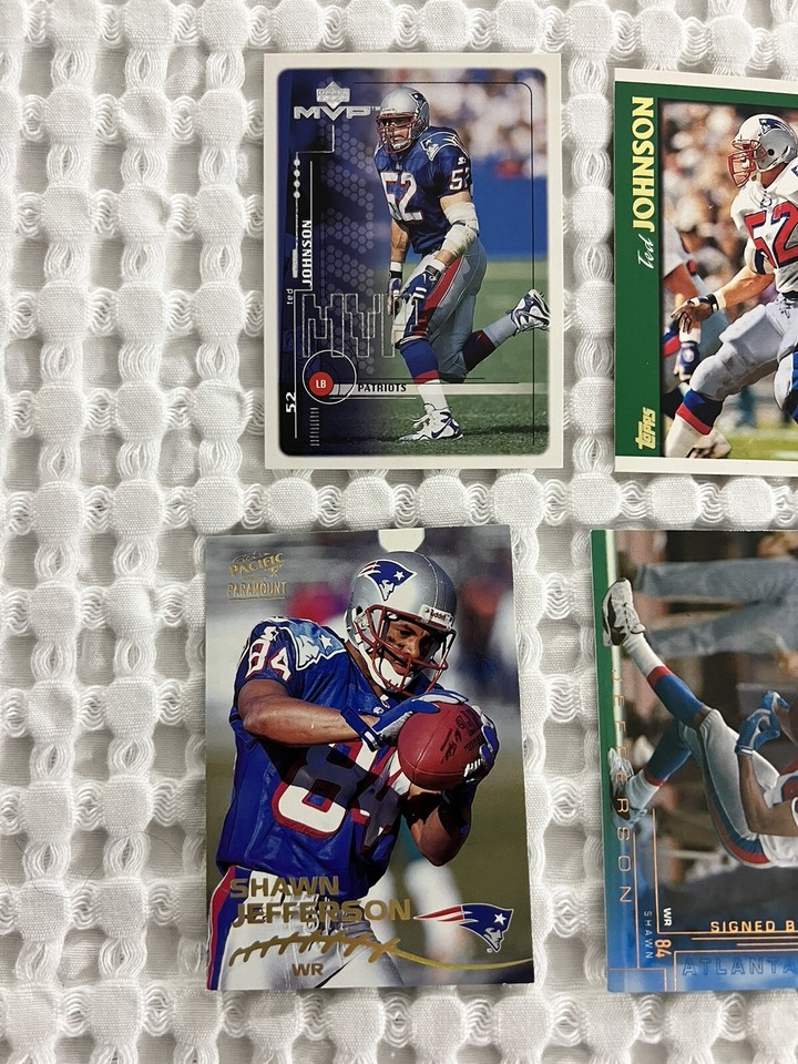 NE Patriots 6 Card Lot / LB Ted Johnson, WR Bethel Johnson, WR Shawn ...