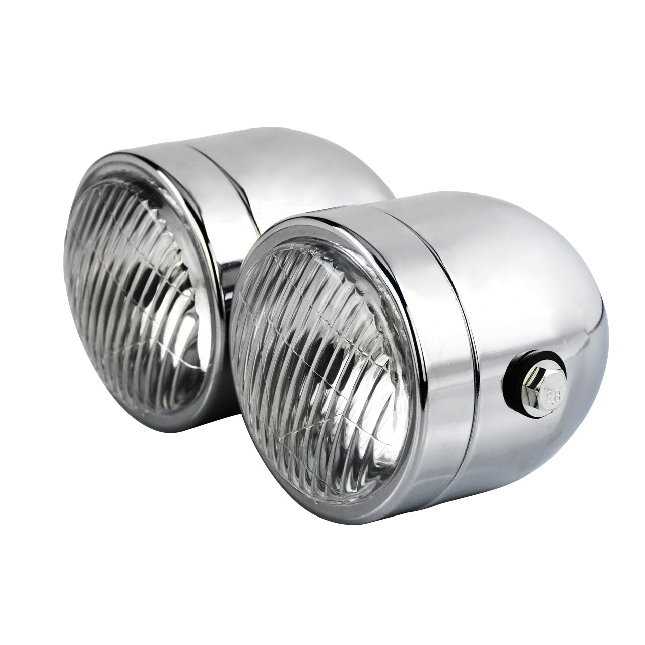 Universal Motorcycle Chrome Twin Headlight Double Dual Light Lamp ...