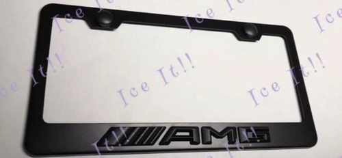 3D AMG Mercedes Benz Emblem Stainless Steel Black License Plate Frame ...