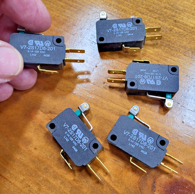 (Lot of 5) Micro Switches, V7-2B17D8-201, Mini Snap Action, Roller ...