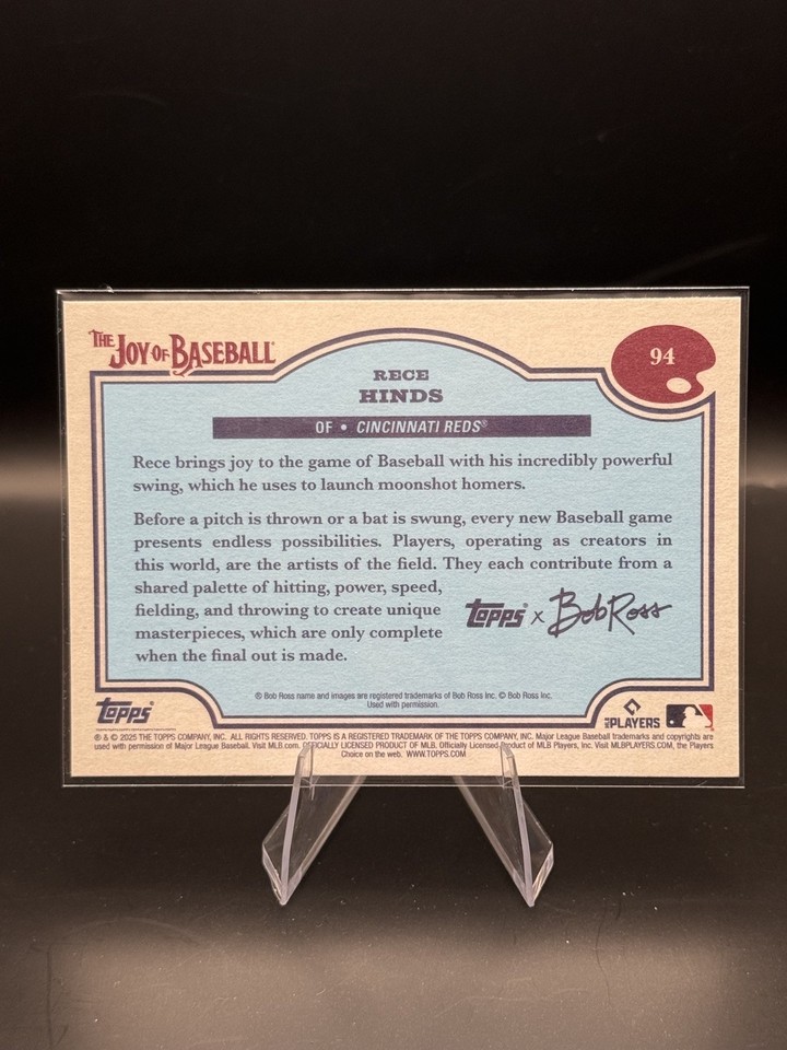 2025 Topps X Bob Ross Joy of Baseball RECE HINDS Base Rookie #94 Reds ...