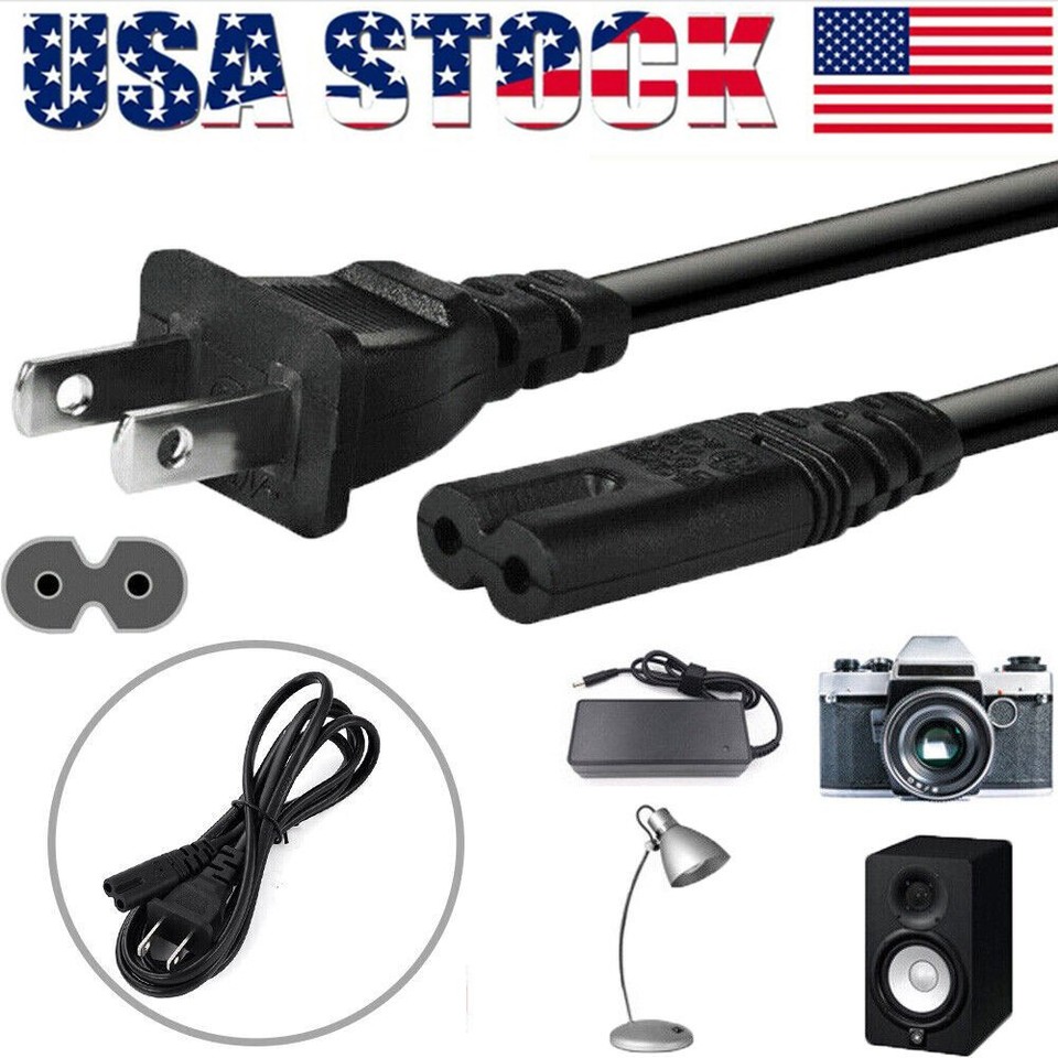 AC Power Cord Cable for PS4 & PS3 Slim Super Slim XBOX PC 2 Prong ...