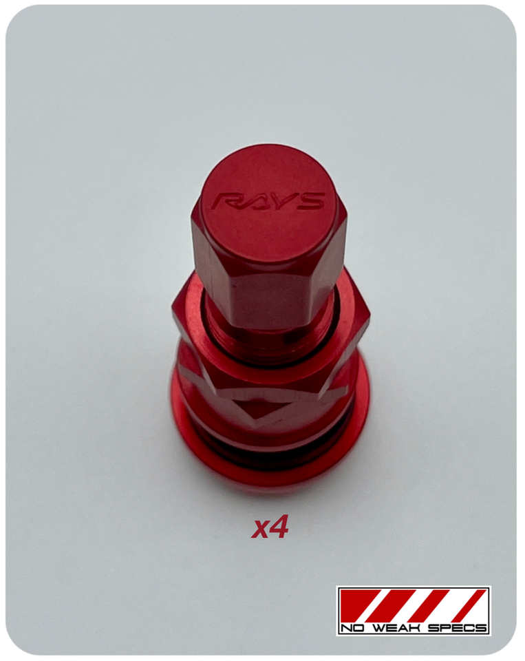 Rays Volk Racing Valve Stem with Cap Set Of 4 Red jdm te37 ce28 re30 ...