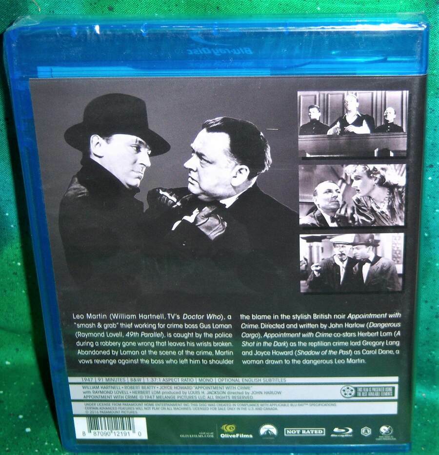 NEW RARE OOP OLIVE WILLIAM HARTNELL APPOINTMENT WITH CRIME MOVIE BLU ...